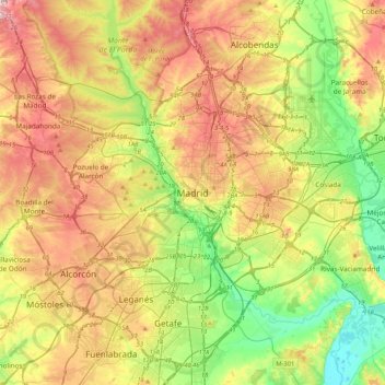Mapa topográfico Madrid, altitud, relieve